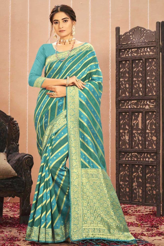 sky blue sari online, designer cotton sari with cotton blouse at ...